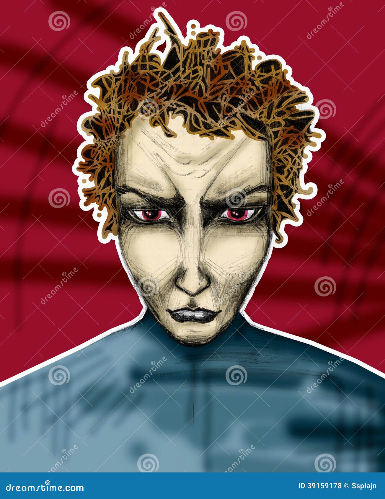 Frightening Portrait stock illustration. Illustration of mental - 39159178