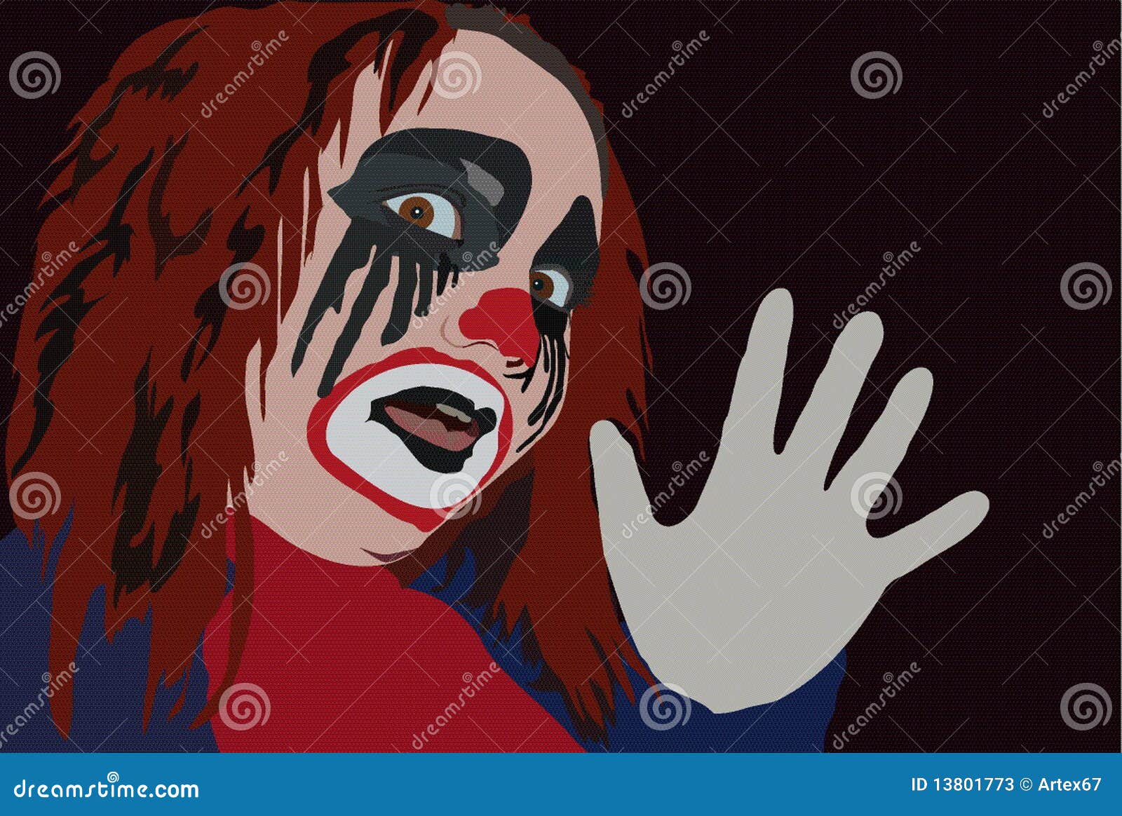 Frightful clown stock vector. Illustration of cheers - 13801773