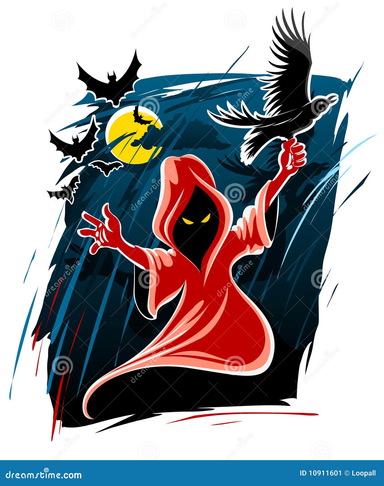 Frightful Halloween Midnight Ghost Stock Illustration - Illustration of ...