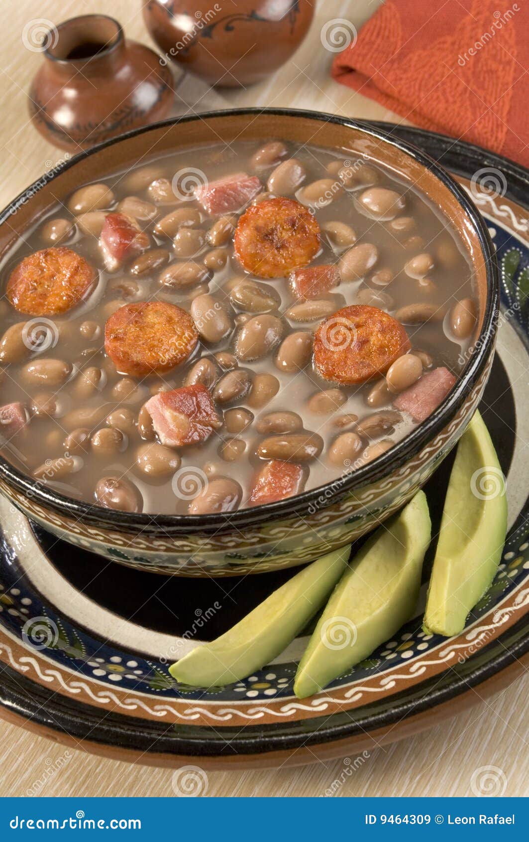 Frijoles Charros or Cowboy Beans Stock Image - Image of clay, soup: 9464309