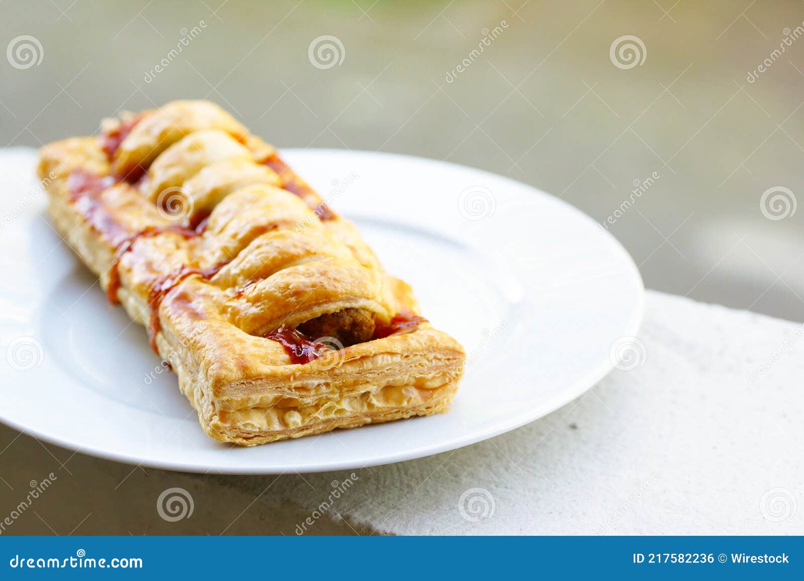 Frikandel bread on a plate stock photo. Image of baked - 217582236