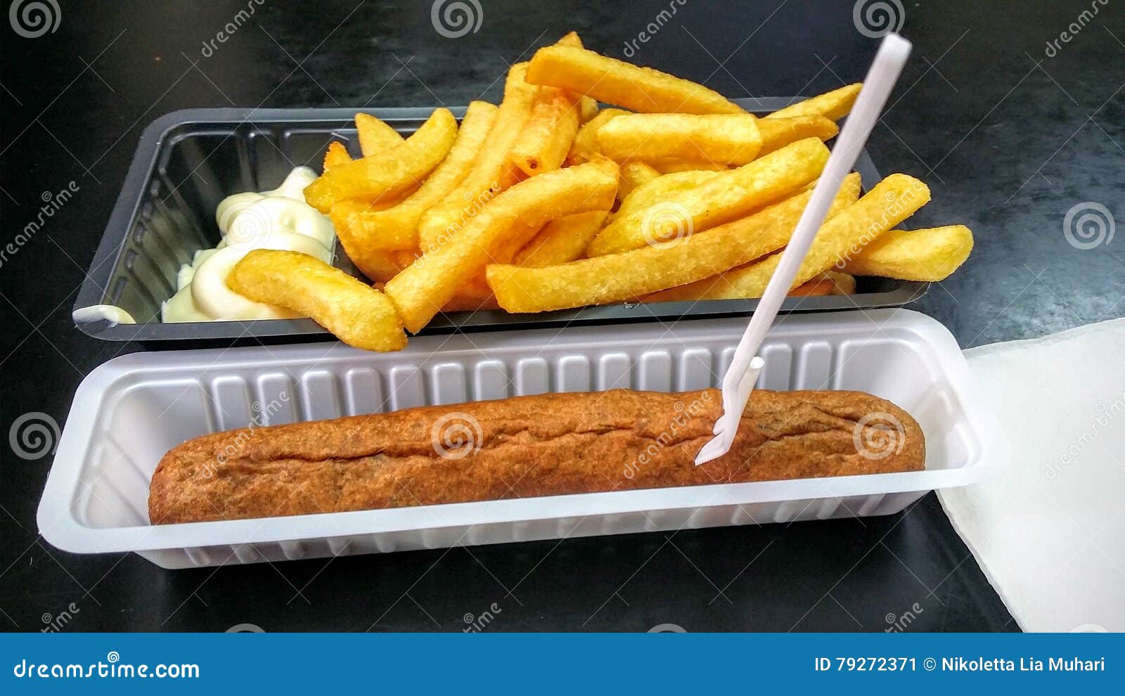 Frikandel stock image. Image of plastic, fork, french - 79272371