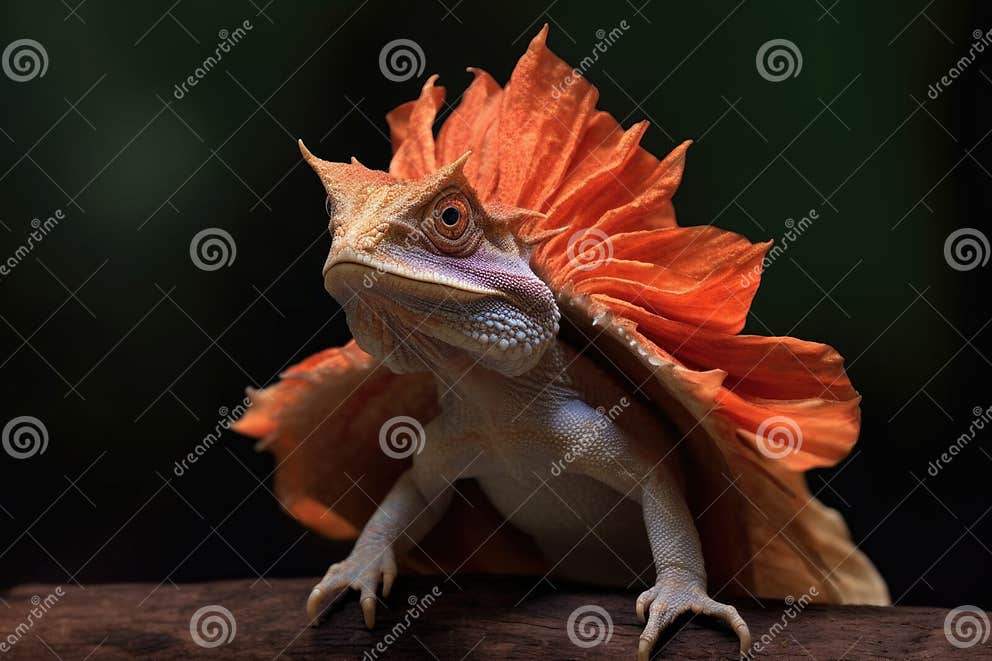 Frilled Lizard Displaying Its Frill in Defense Stock Illustration ...