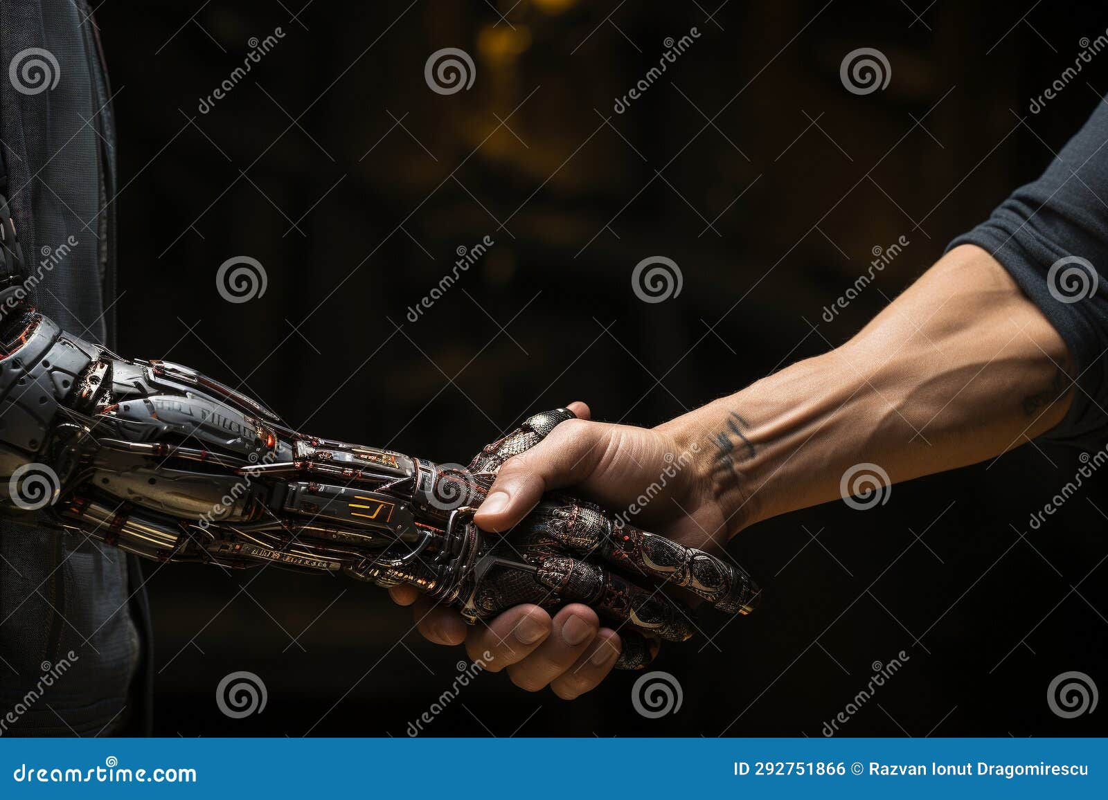 Handshake between a Robot and a Human, Symbolizing the Synergy between ...