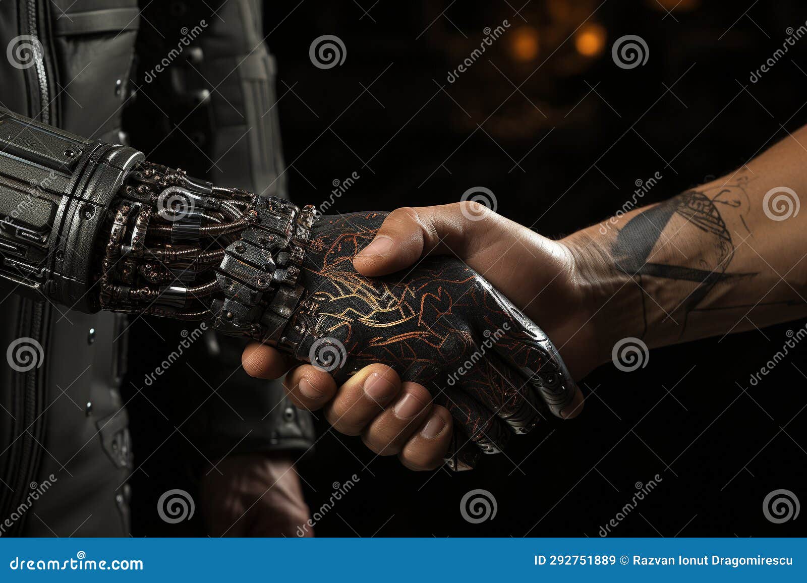 Handshake between a Robot and a Human, Symbolizing the Synergy between ...