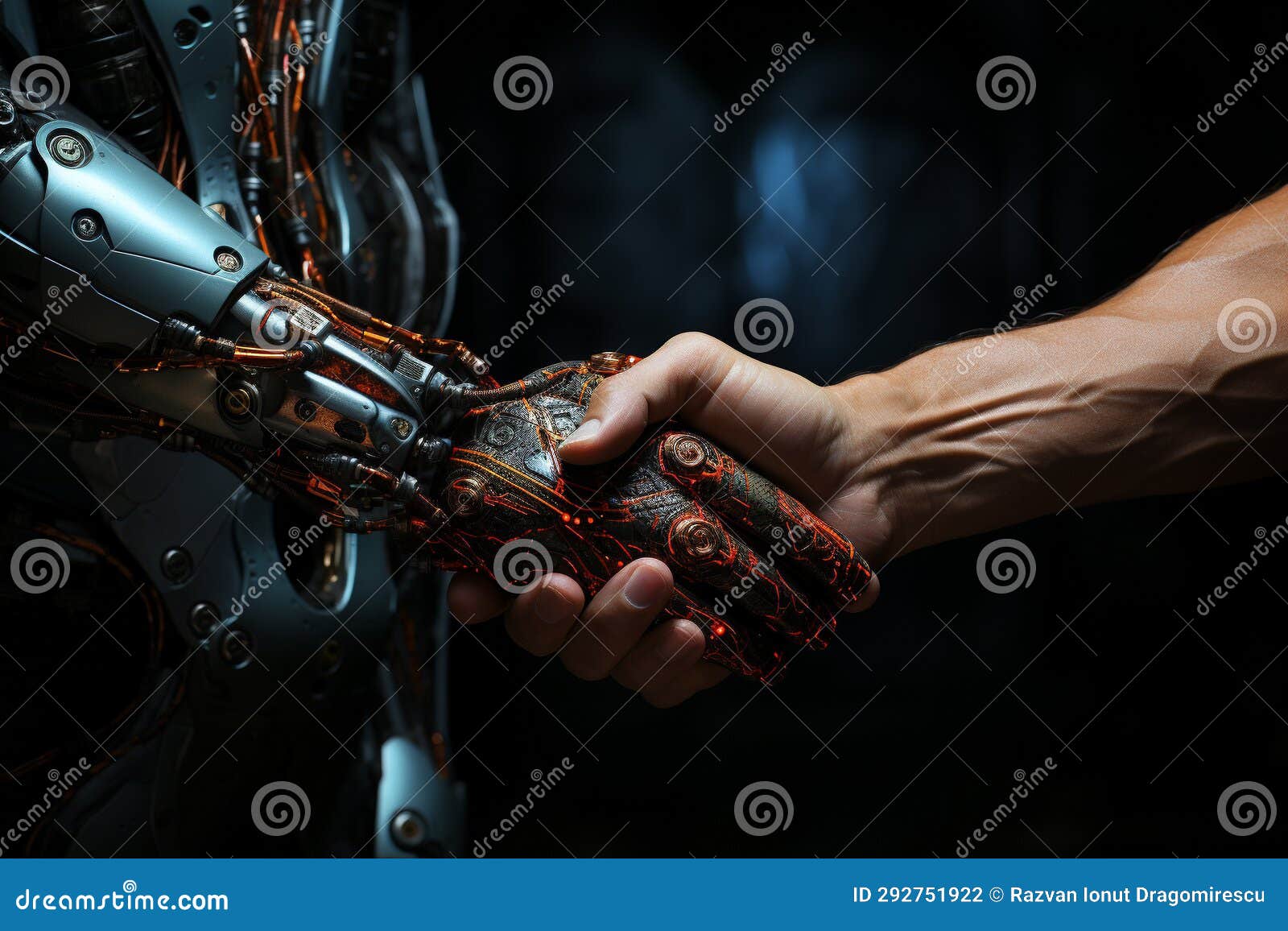 Handshake between a Robot and a Human, Symbolizing the Synergy between ...
