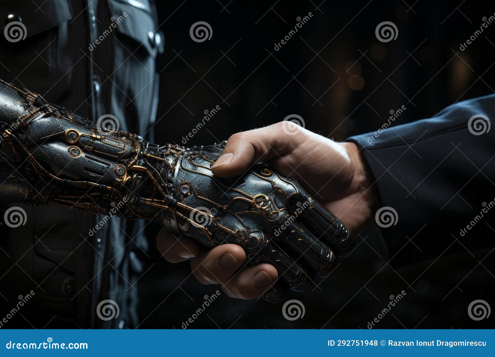 Handshake between a Robot and a Human, Symbolizing the Synergy between ...