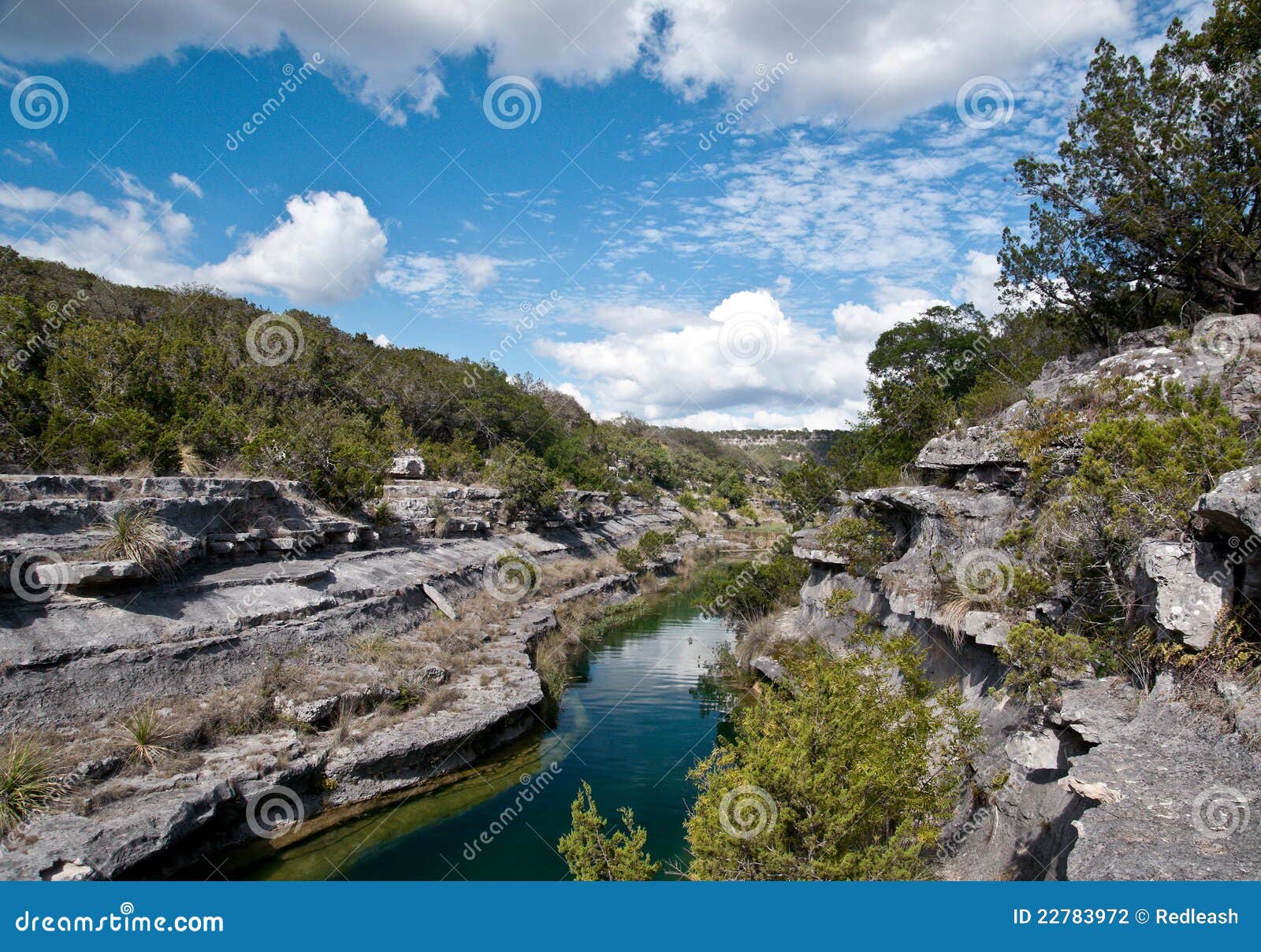 Frio River Winding through Limestone Cliffs Stock Photo - Image of ...