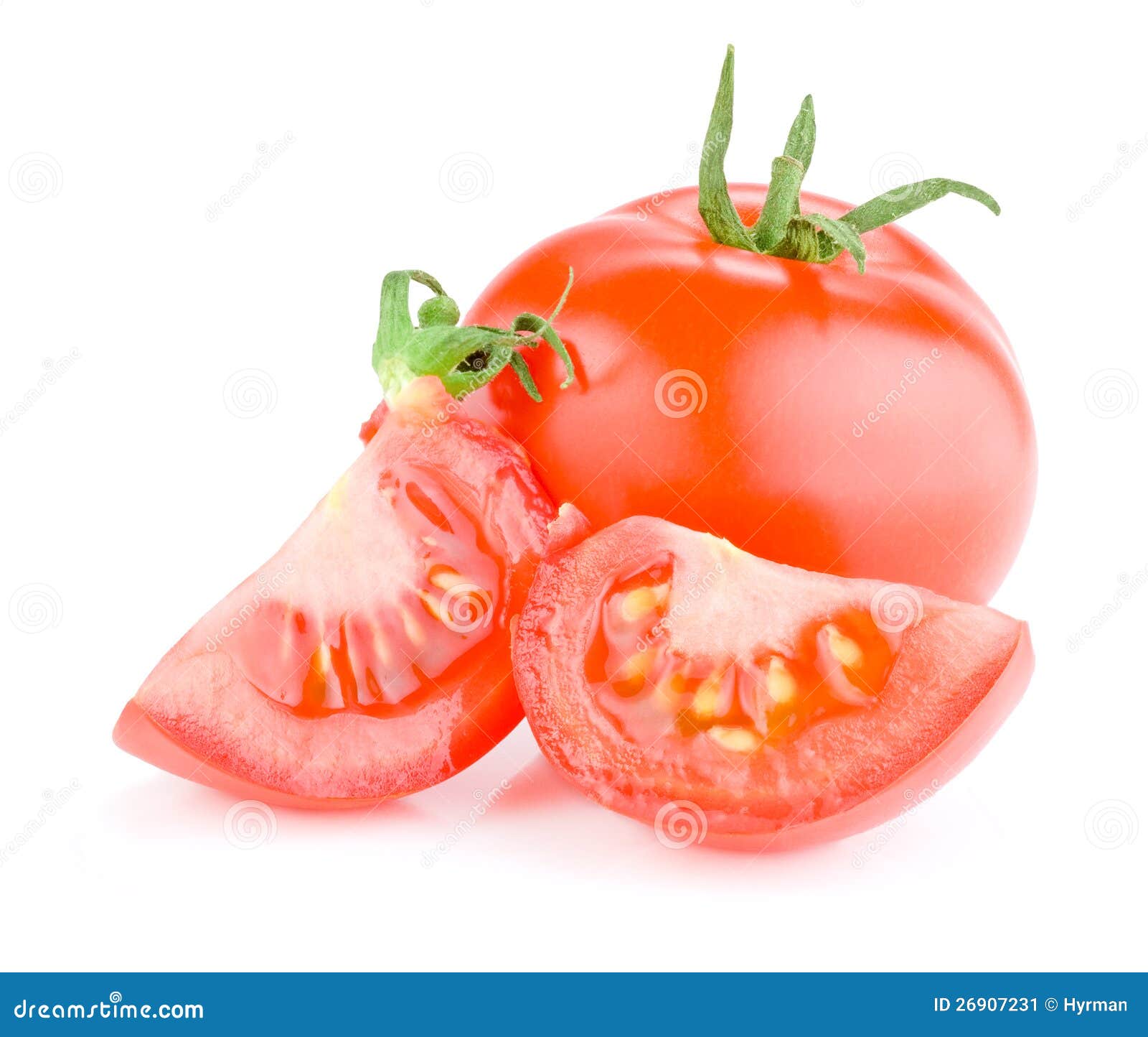 Frische Saftige Tomate Und Zwei Scheiben Der Tomaten Stockbild - Bild ...