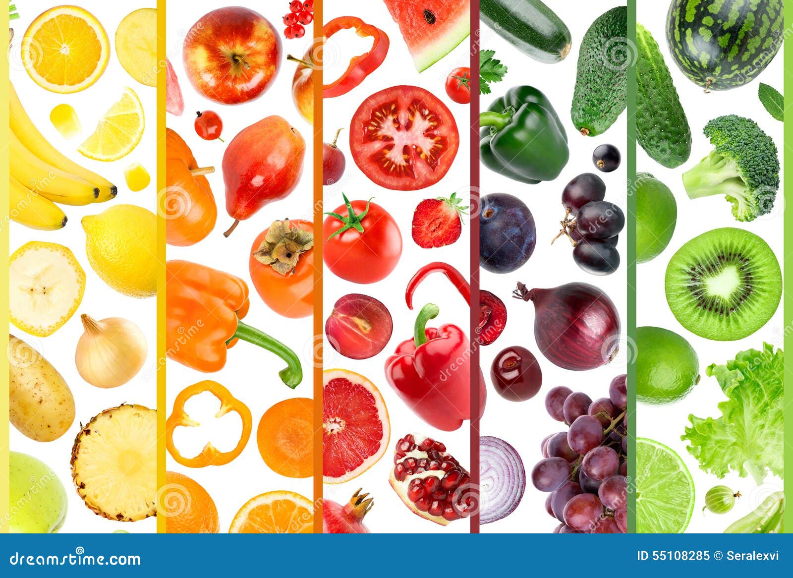 Frisches Obst und Gemüse stockbild. Bild von farbe, grün - 55108285