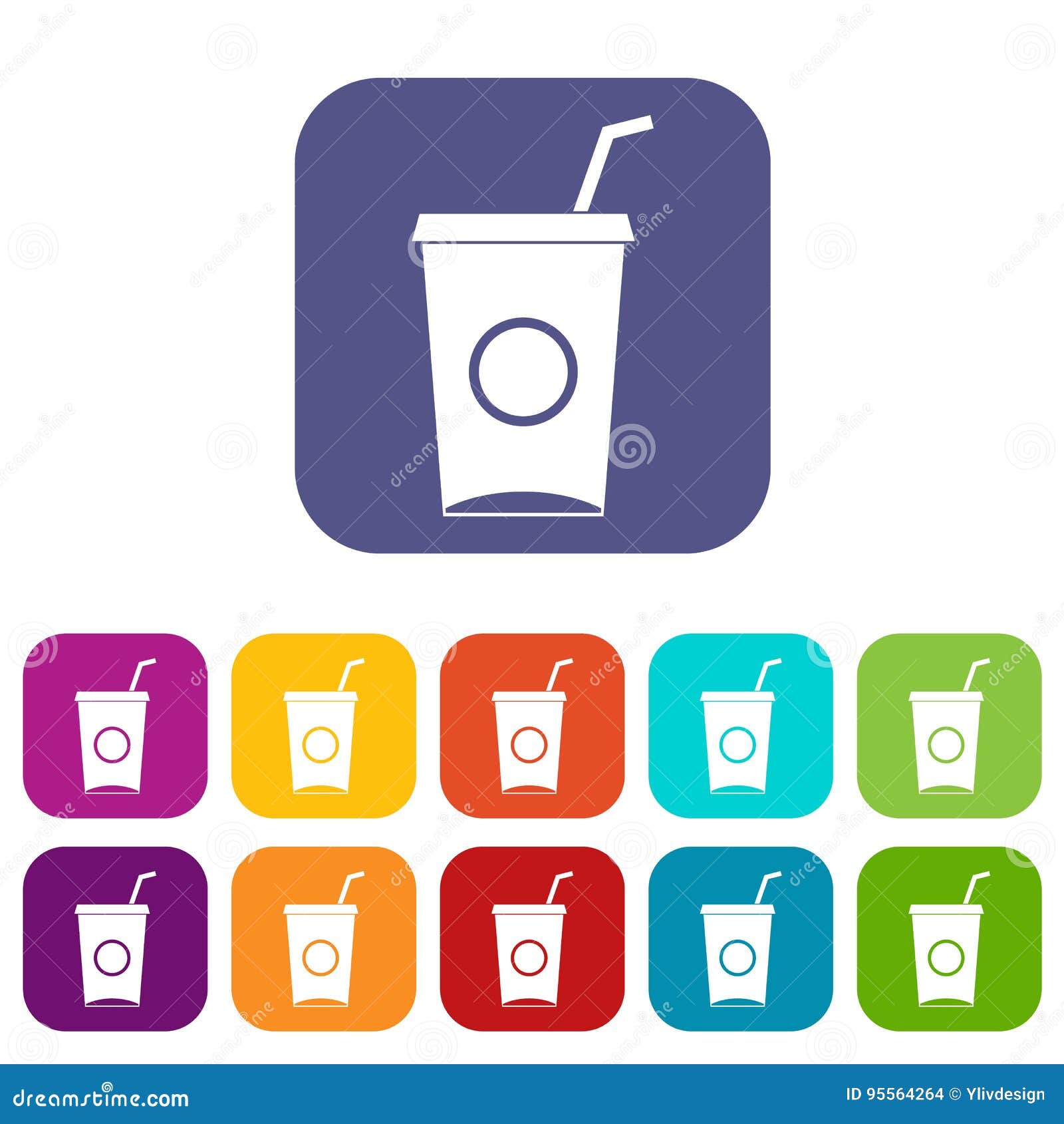 Frisdrank in Document Koppictogrammen Geplaatst Vlak Vector Illustratie ...