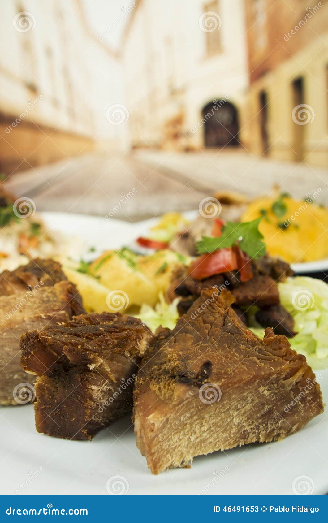 Fritada Fried Pork Ecuadorian Plate Stock Image - Image of fried ...