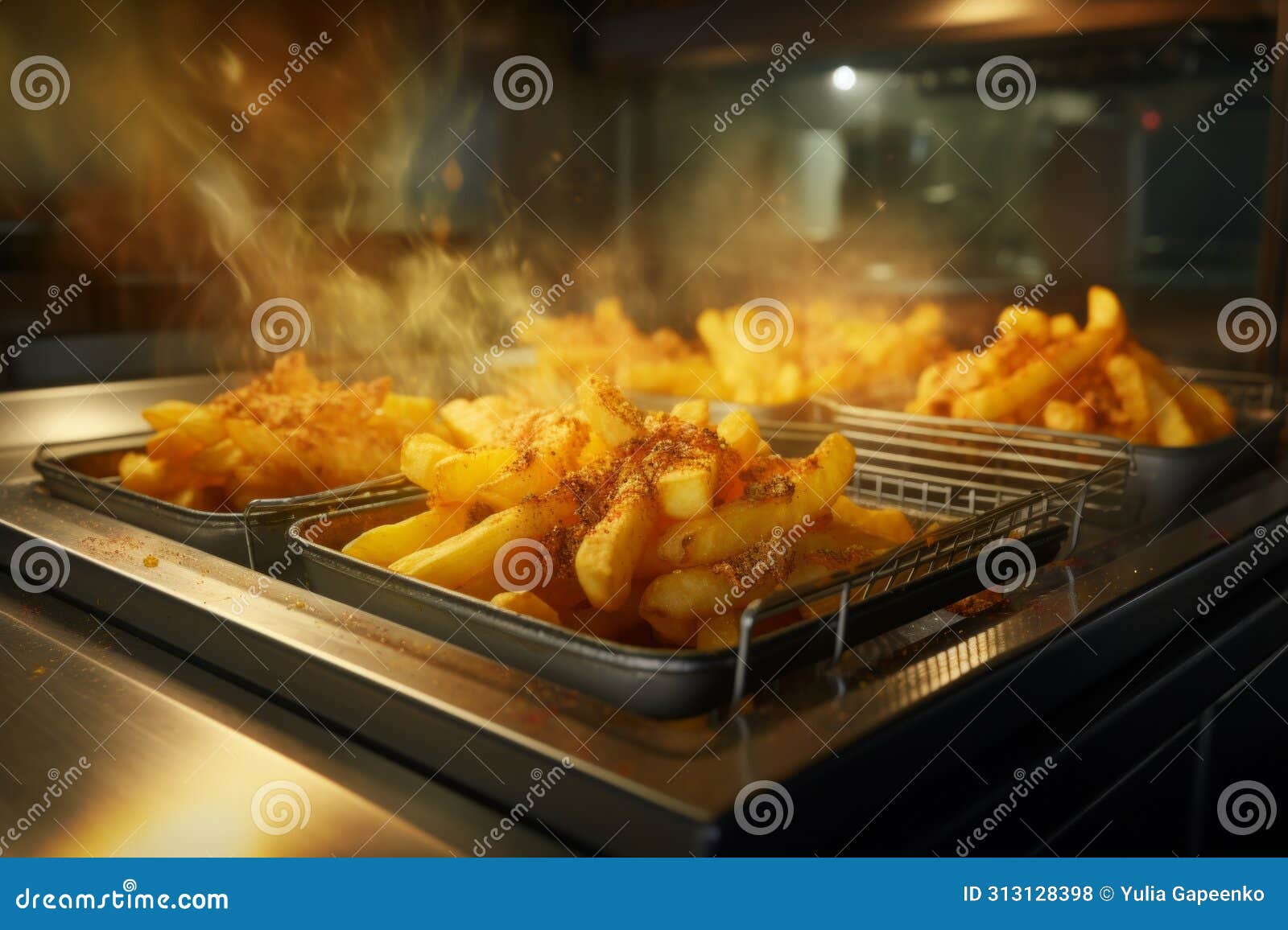 Frites Cooking in the Gratin, Fast Food Chain Stock Photo - Image of ...
