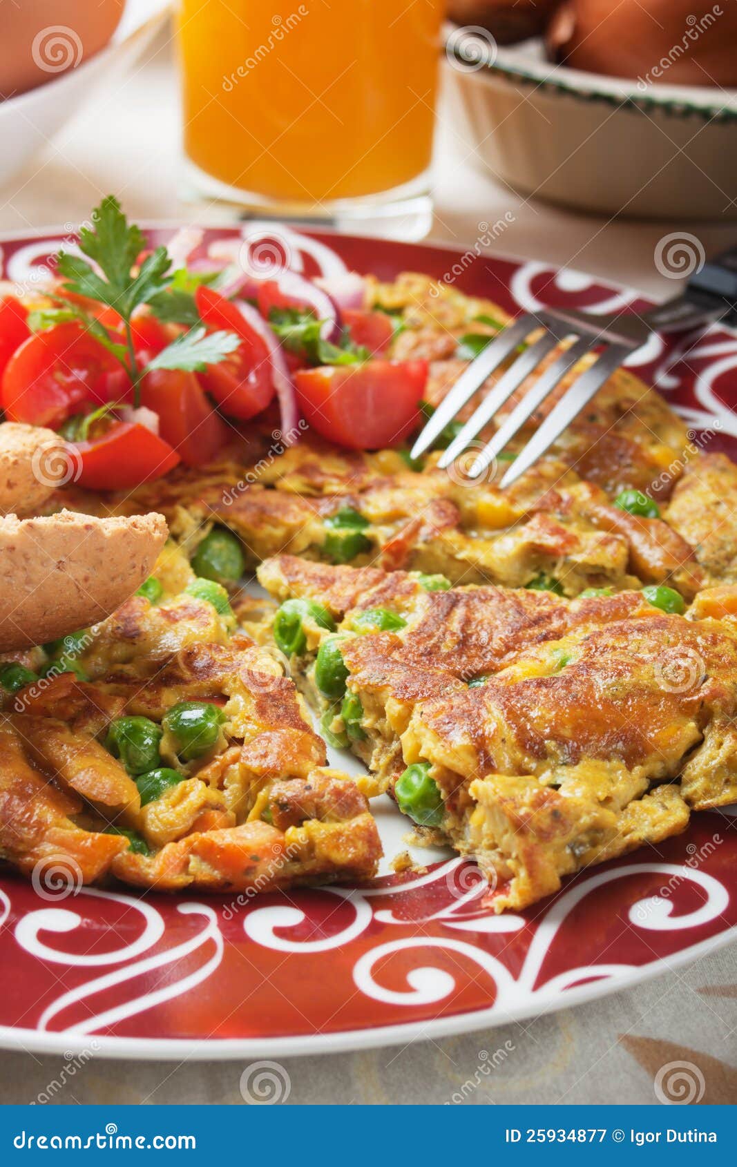 Frittata with vegetables stock image. Image of italian - 25934877