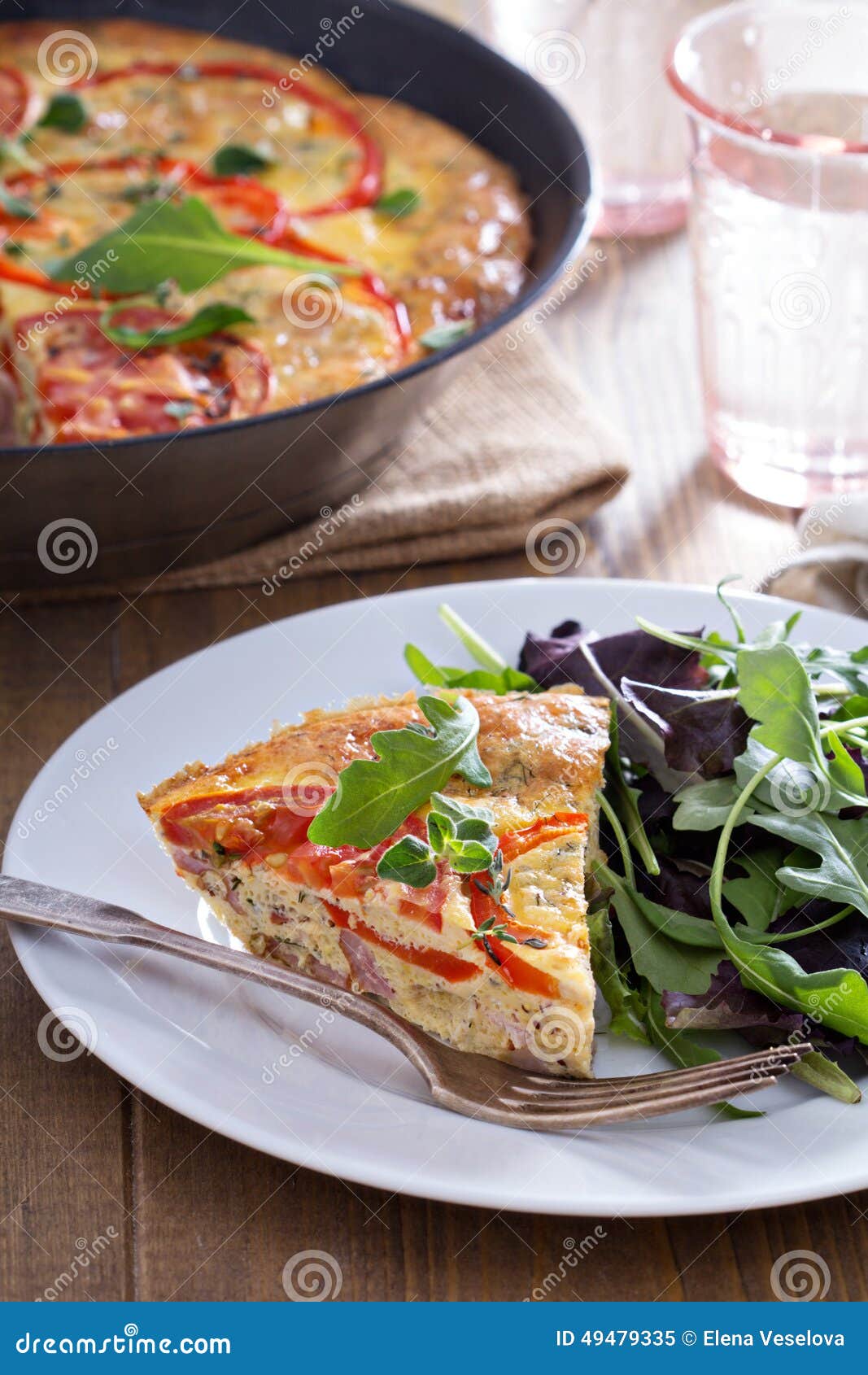 Frittata with Vegetables and Ham Stock Image - Image of cooking ...