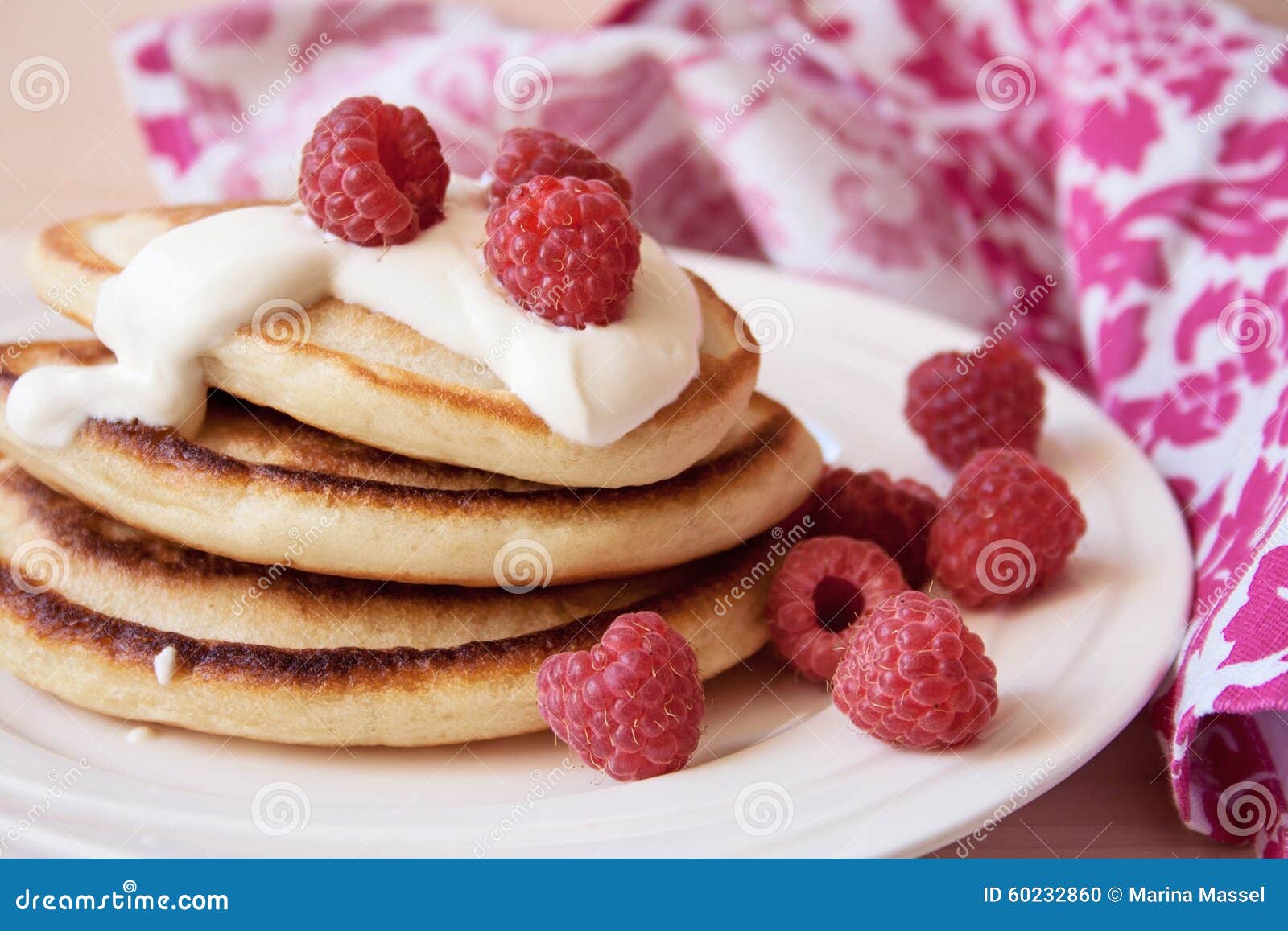 Fritters with a Raspberry and Sour Cream Stock Photo - Image of meal ...