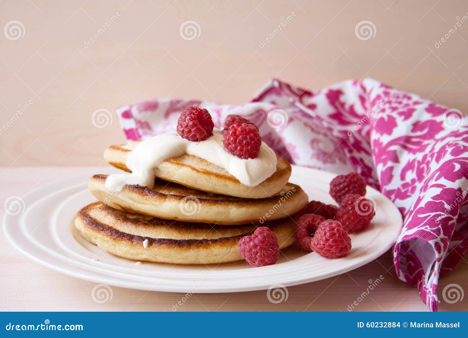 Fritters with a Raspberry and Sour Cream Stock Photo - Image of dish ...