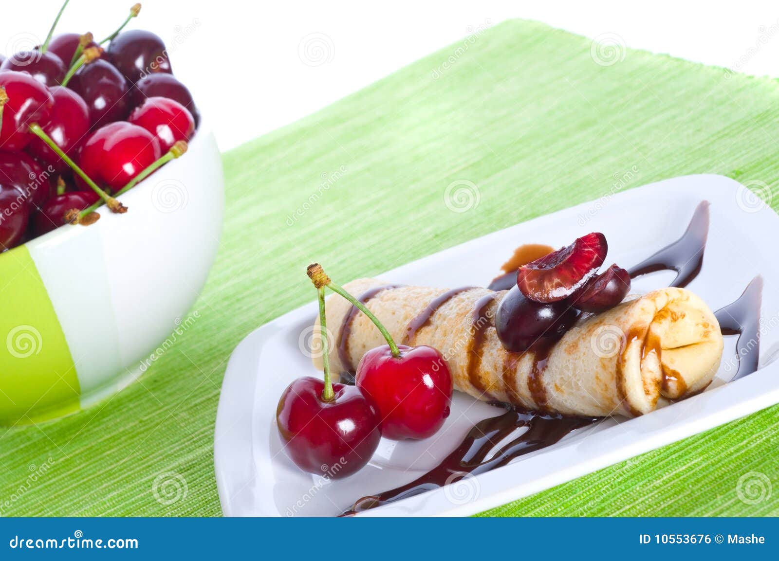 Fritters with sweet cherry stock photo. Image of chocolate - 10553676
