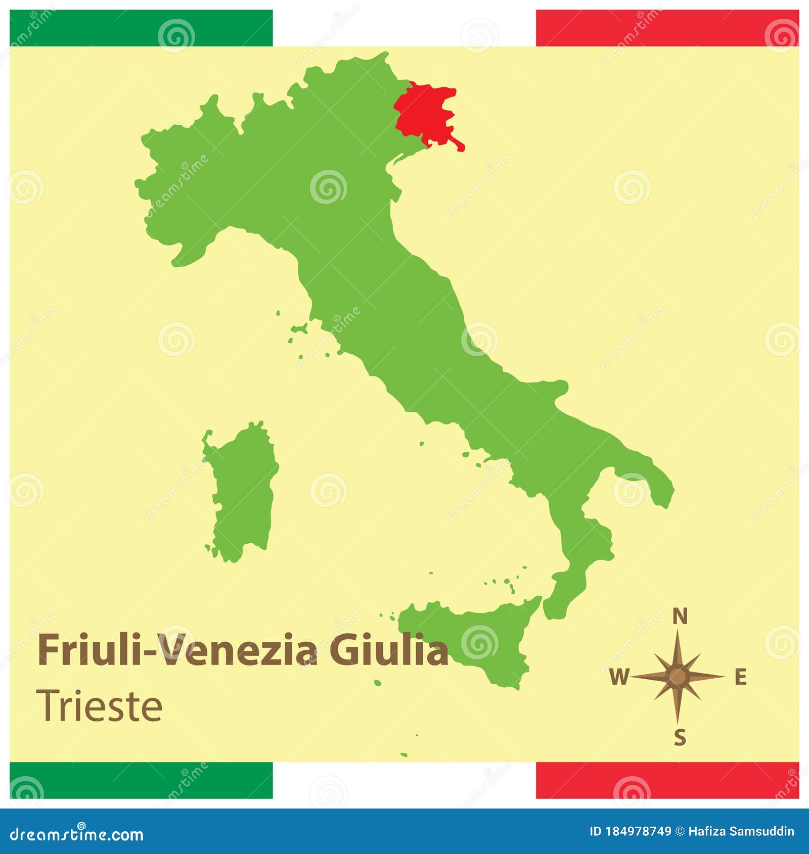Friuli-venezia Giulia on Italy Map. Vector Illustration Decorative ...