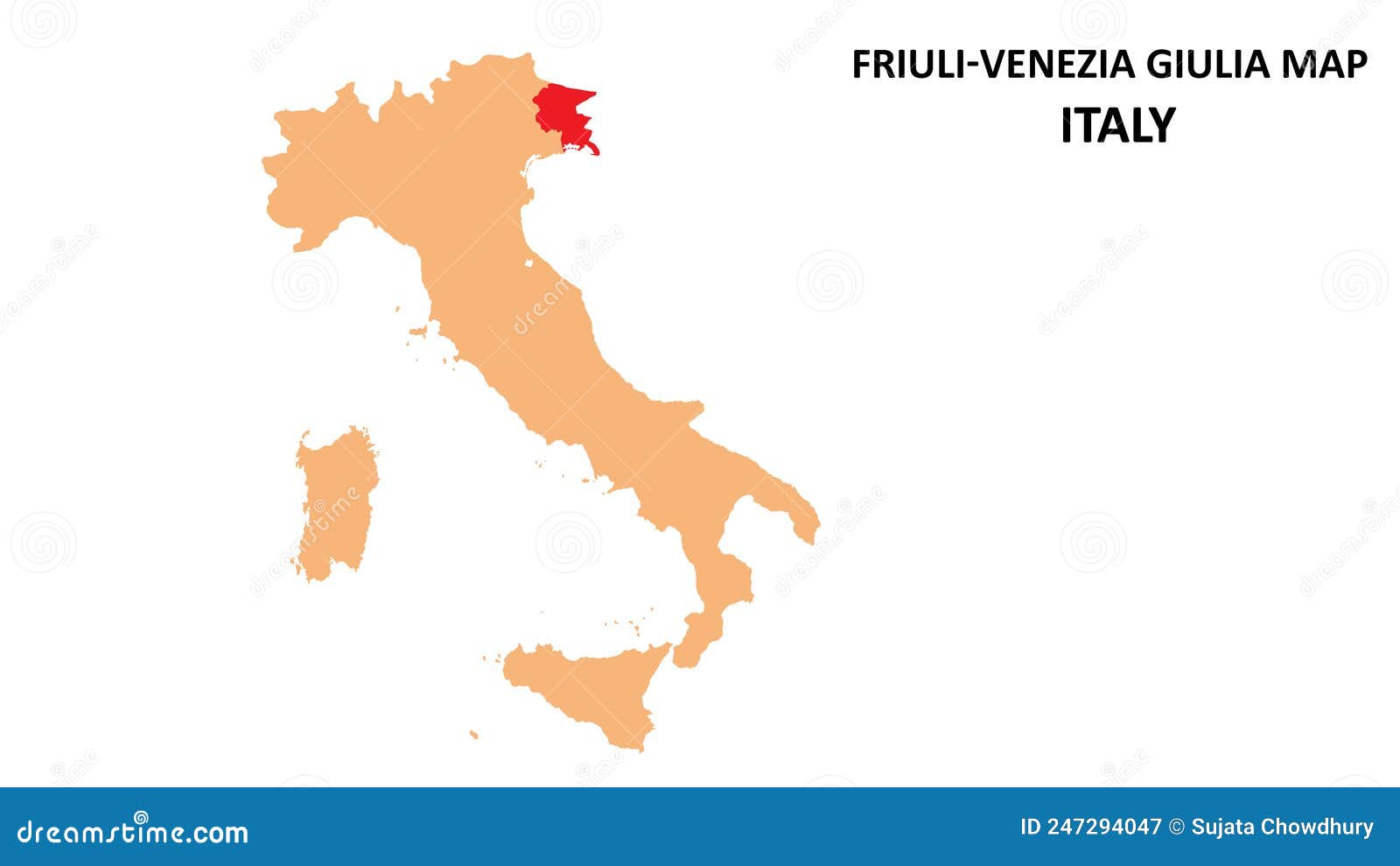 Friuli-Venezia Giulia Regions Map Highlighted on Italy Map Stock ...
