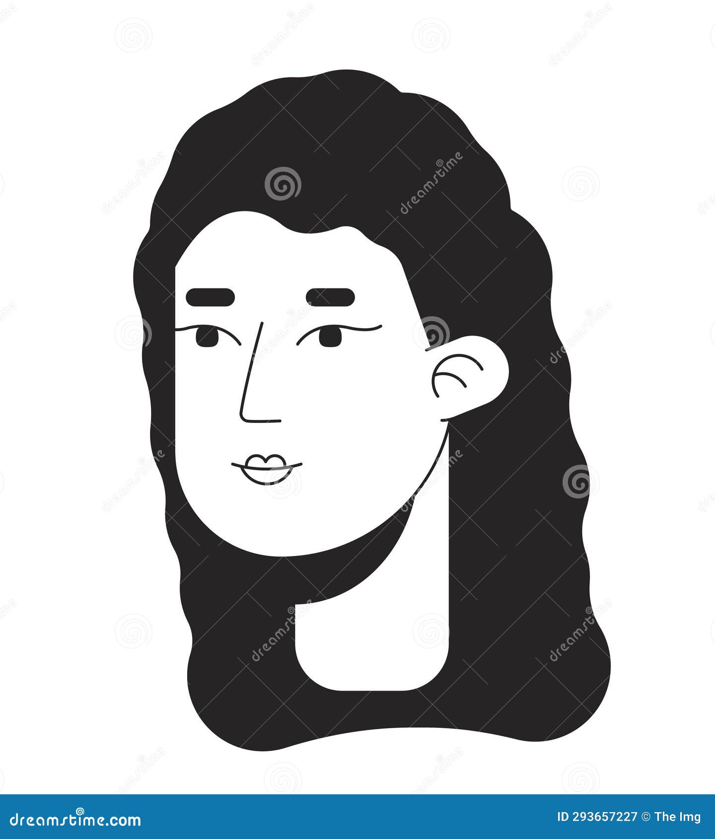 Frizzy Hair Woman Caucasian 2d Linear Cartoon Character Head Royalty Free Illustration