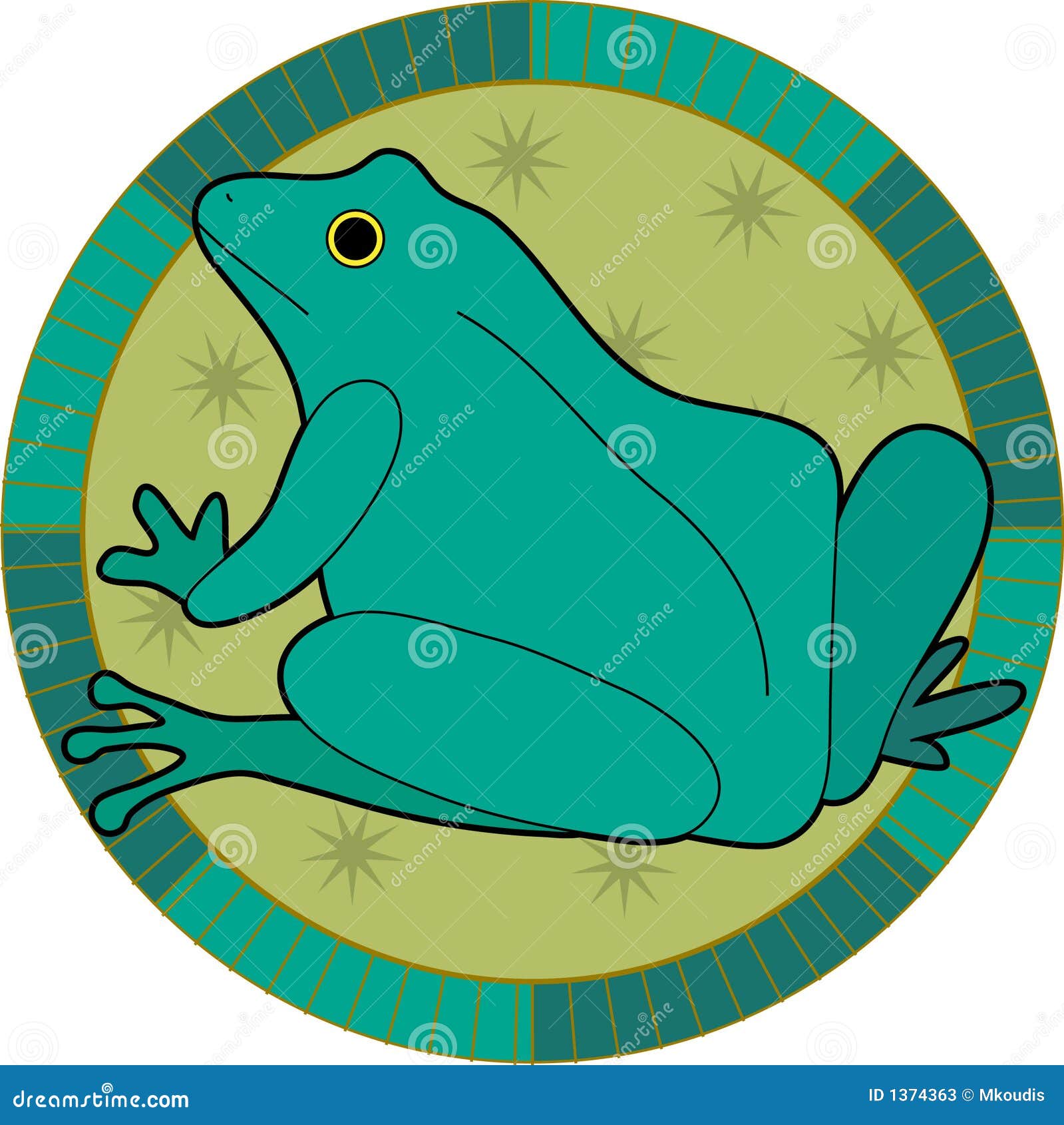 Frog Stars And Crown Coloring Page For Kids Stock Illustration ...