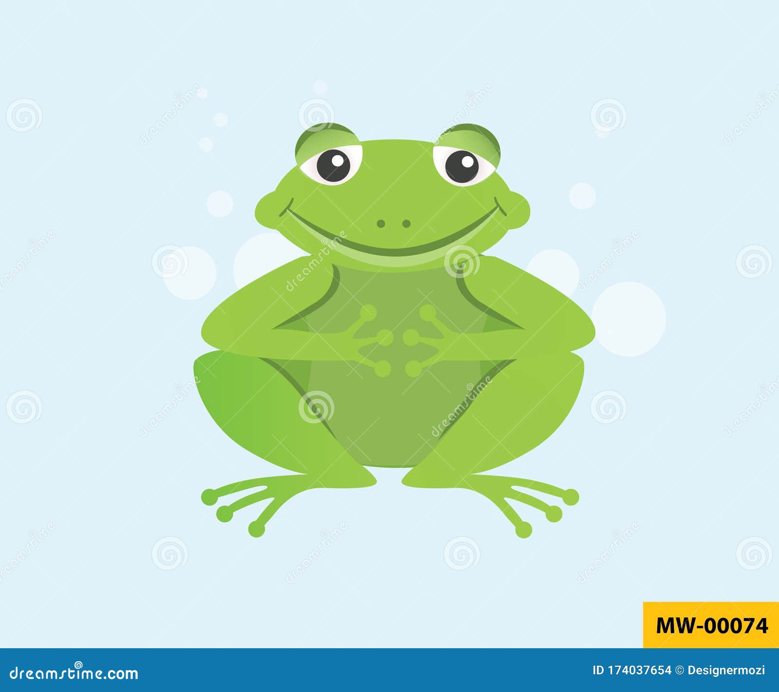 Vector Design of Smiling Frog on Sky Blue Background Stock Illustration ...