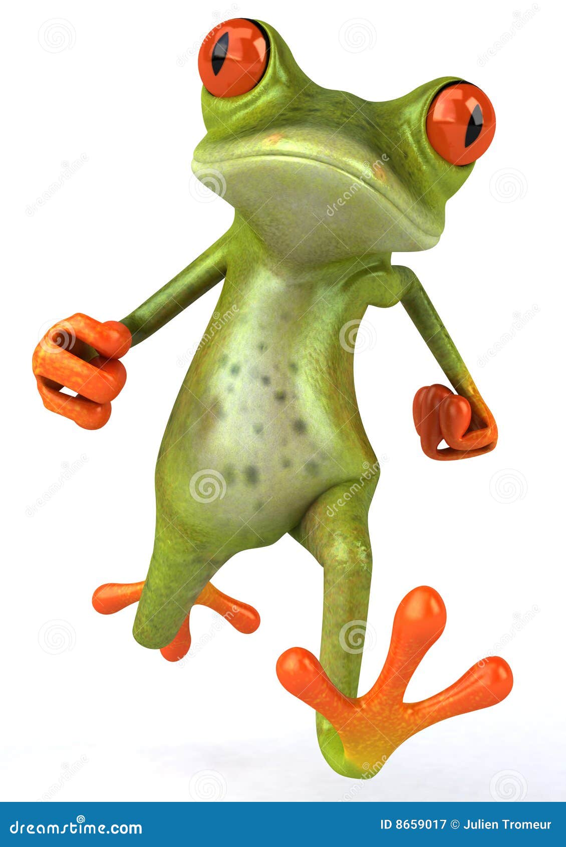 Frog Running Away Turning Its Back Flat Cartoon Green Friendly Reptile ...