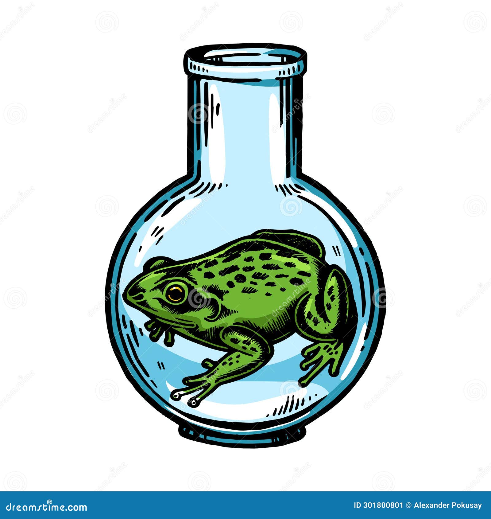 Frog Animal in Laboratory Flask Engraving Vector Stock Illustration - Illustration of green ...