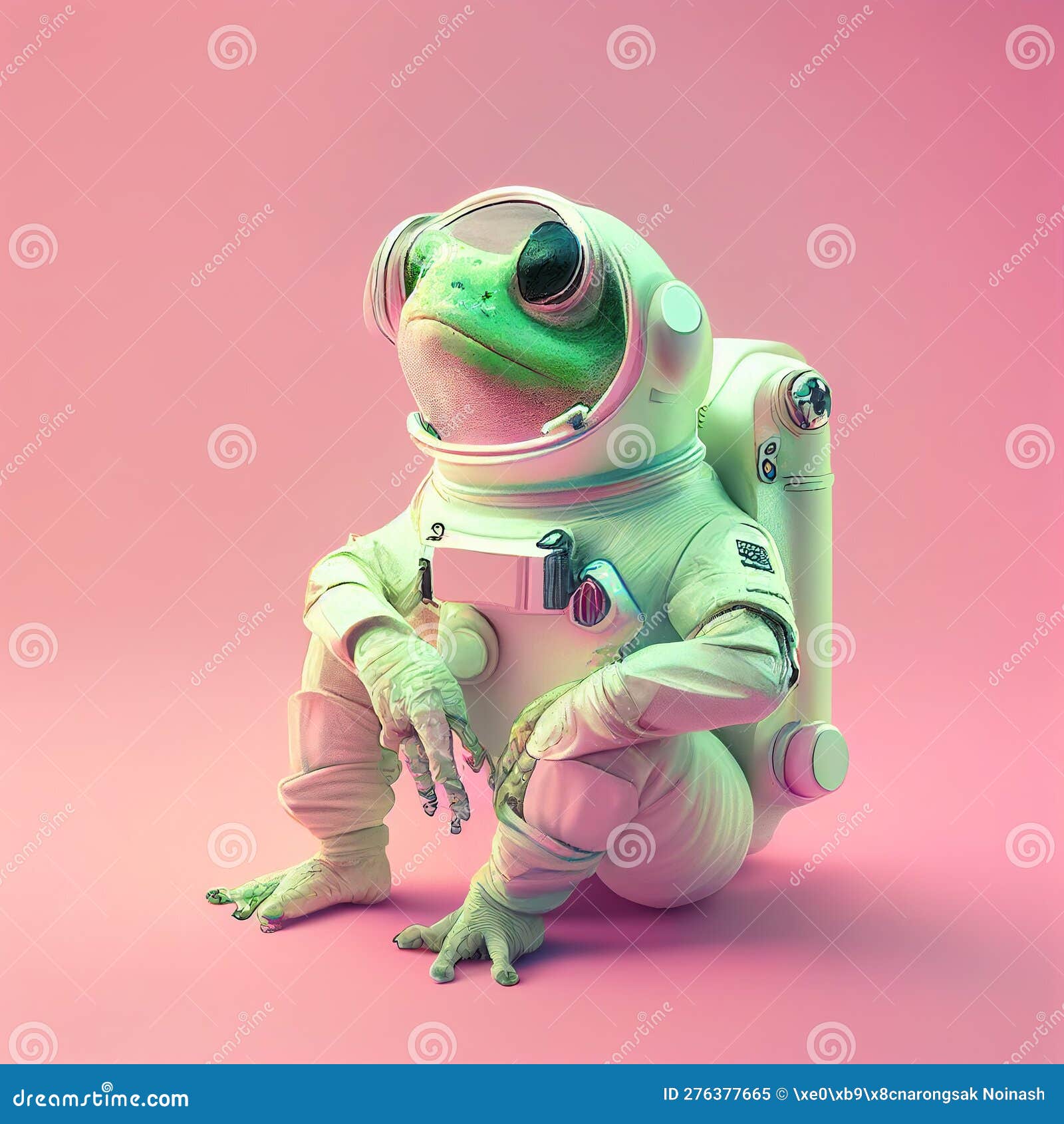 Frog Astronaut in a Space Suit, Generative Ai Stock Illustration ...