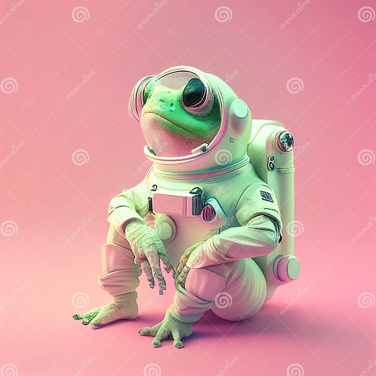 Frog Astronaut in a Space Suit, Generative Ai Stock Illustration ...