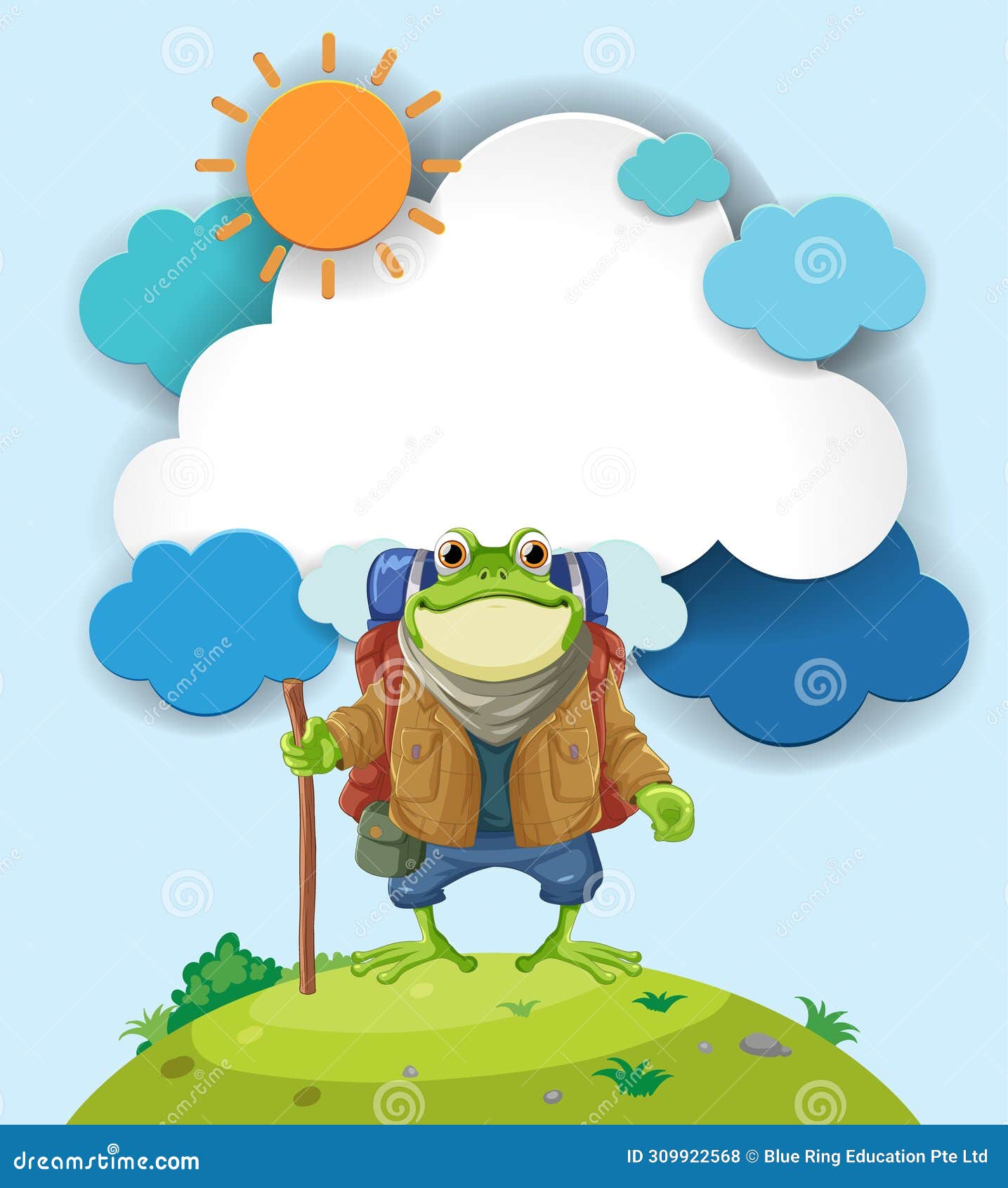 Frog with Backpack Ready for Adventure Stock Vector - Illustration of ...