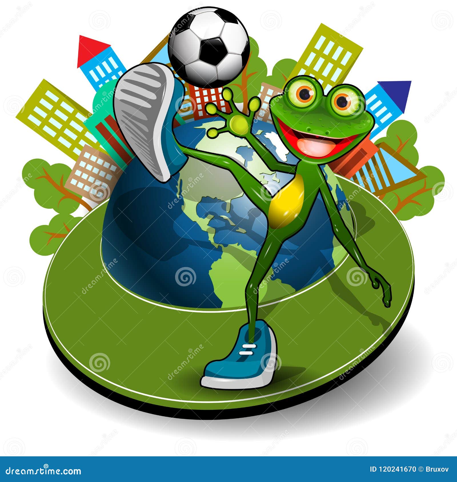 Frog with Ball and Globe stock vector. Illustration of goggle - 120241670