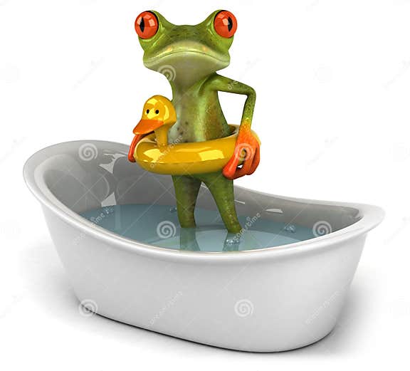 Frog in a bath stock illustration. Illustration of slimy - 10739733