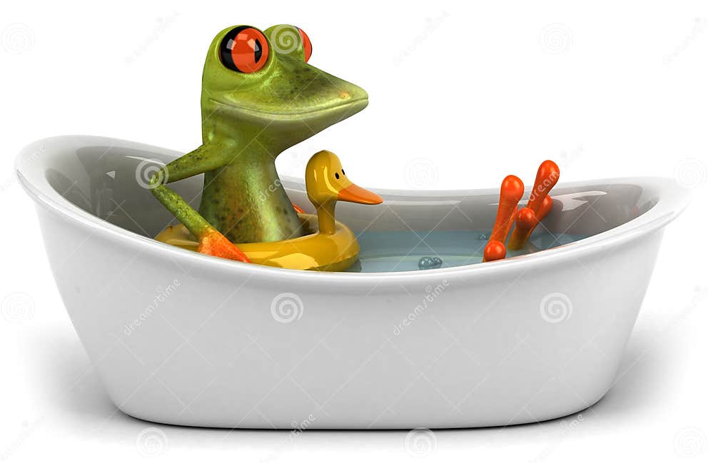 Frog in a bath stock illustration. Illustration of forest - 10739740