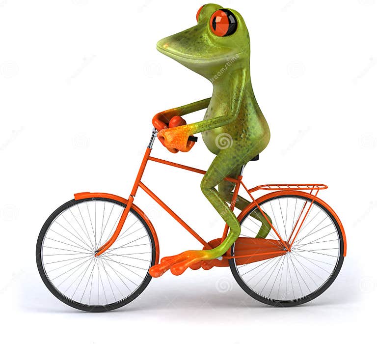 Frog with a bicycle stock illustration. Illustration of ecology - 15781637