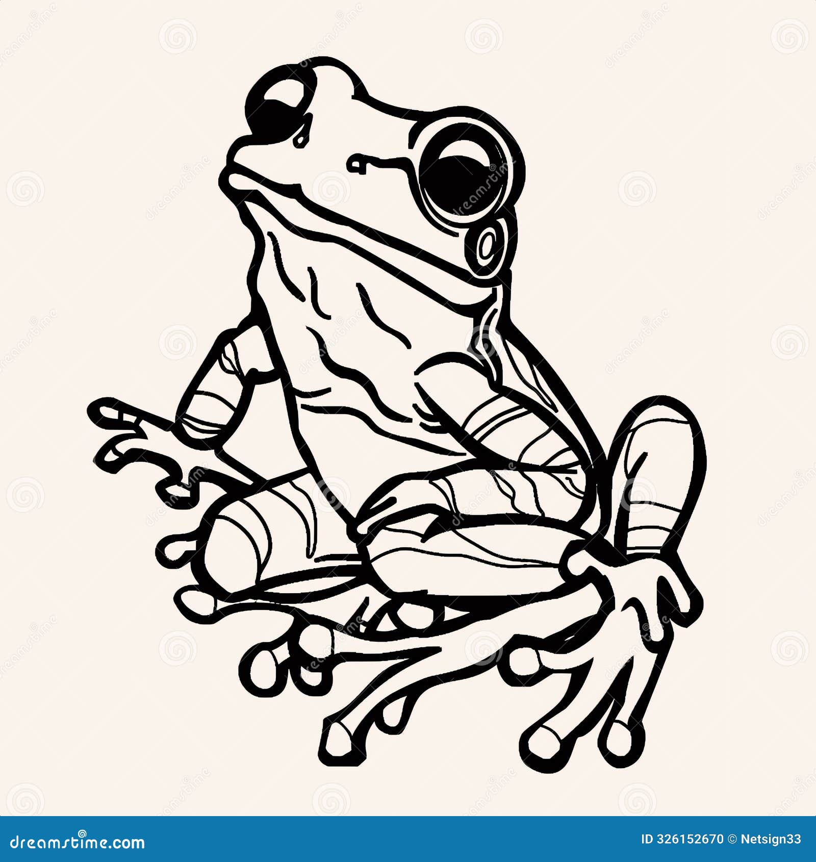 Frog - a Black and White Drawing of a Frog Stock Illustration ...