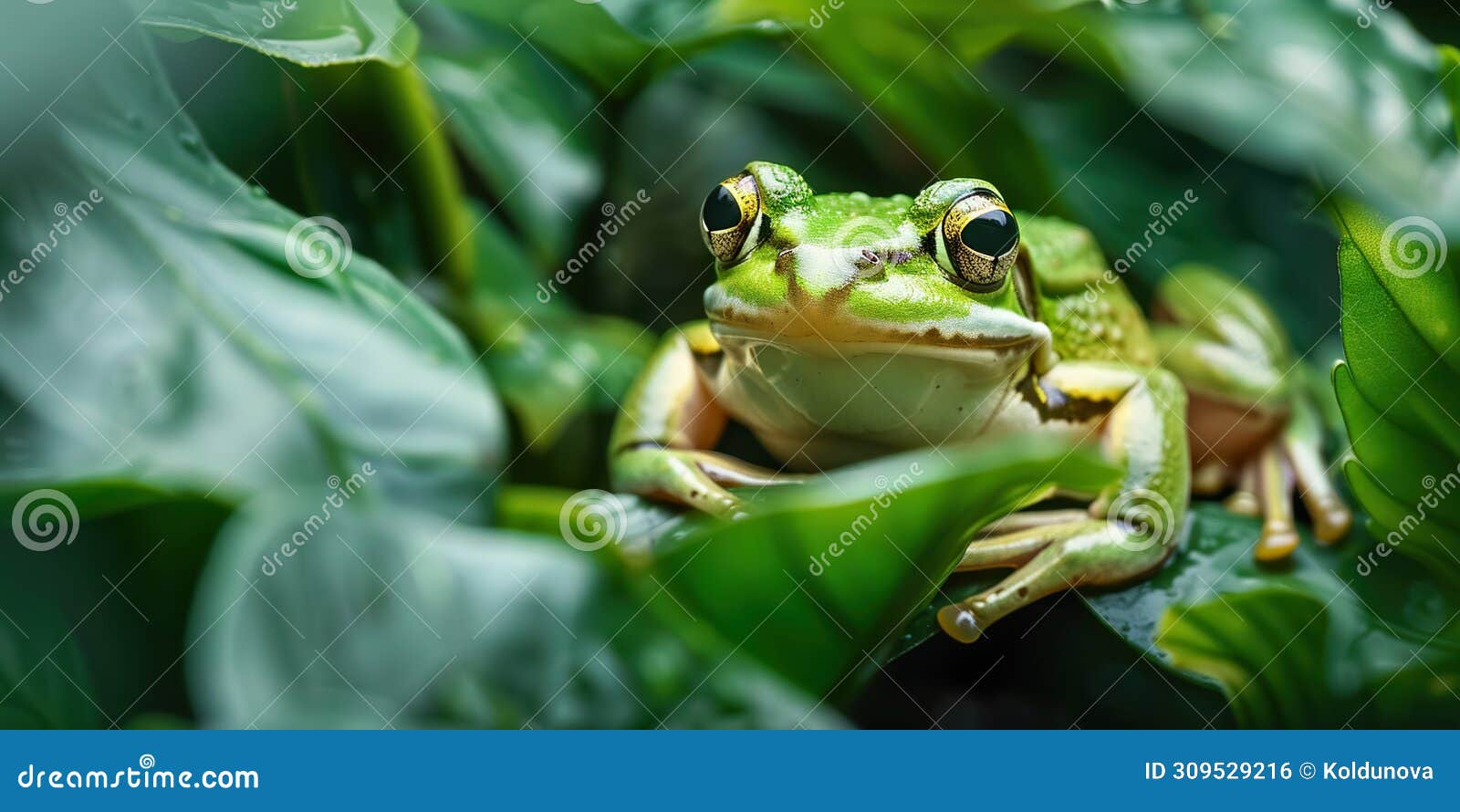 A Frog Blending Seamlessly with Its Leafy Surroundings , Concept of ...