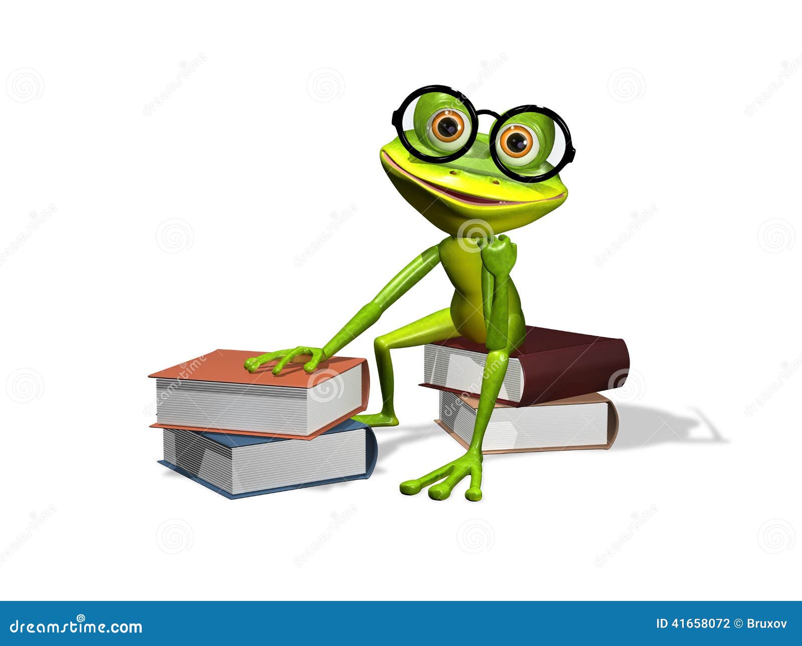 Frog and books stock illustration. Illustration of book - 41658072