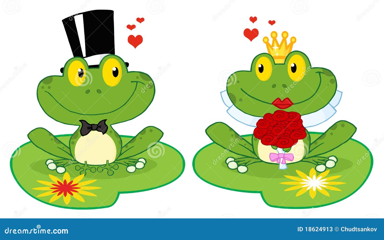 Frog Bride and Groom on Lily Pads Stock Vector - Illustration of frogs ...