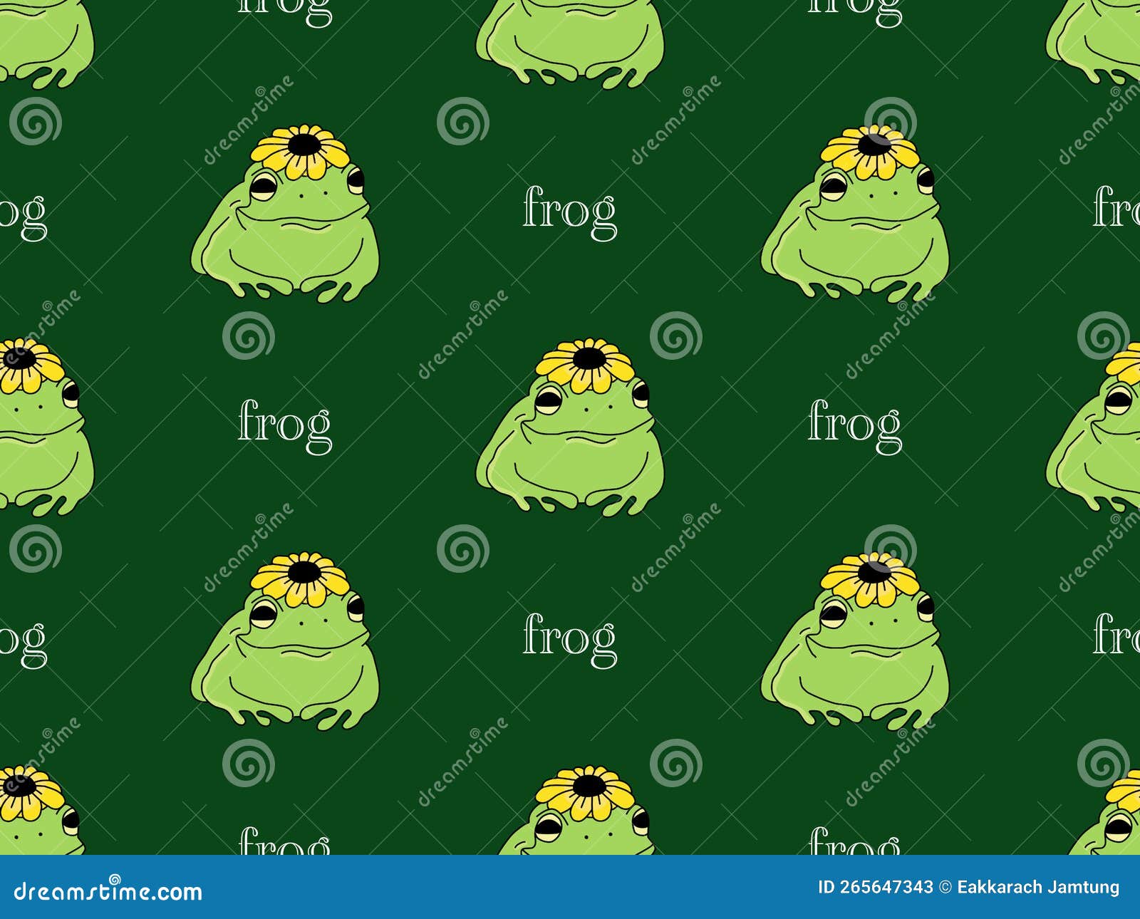 Frog Seamless Pattern on Green Background Stock Illustration ...