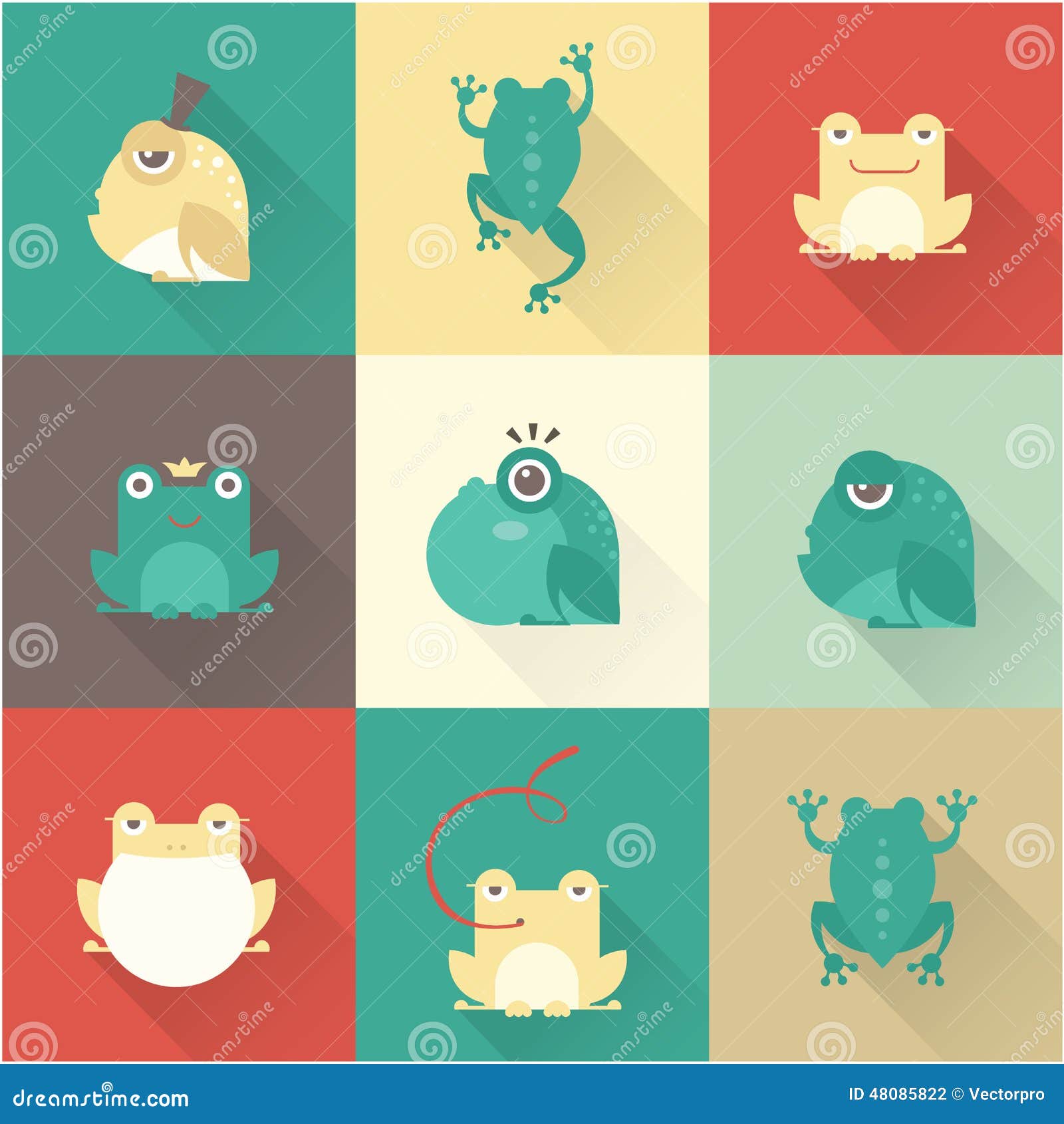 Frog characters flat stock vector. Illustration of happy - 48085822