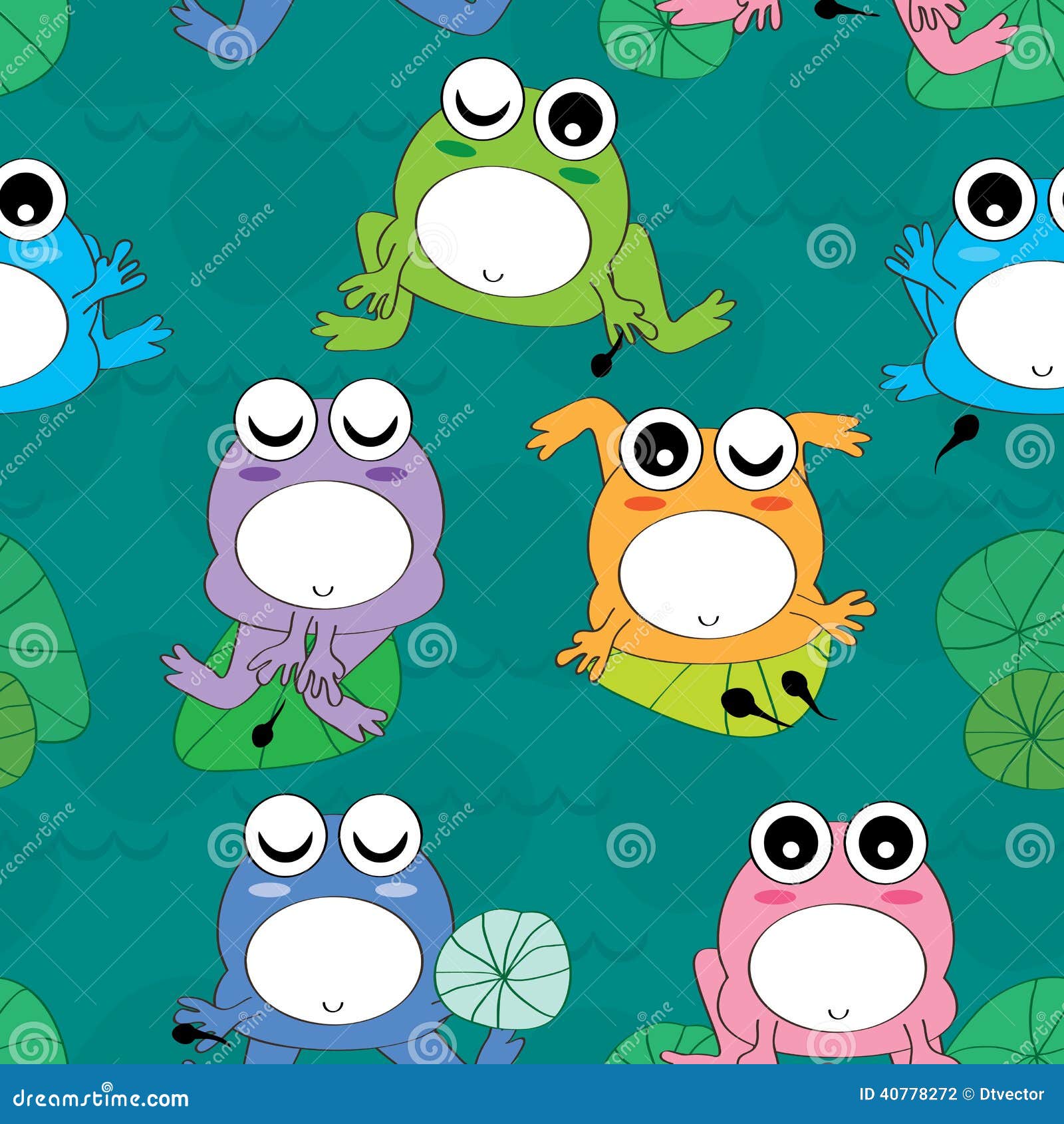 Frog Child Seamless Pattern Stock Vector - Illustration of elements ...