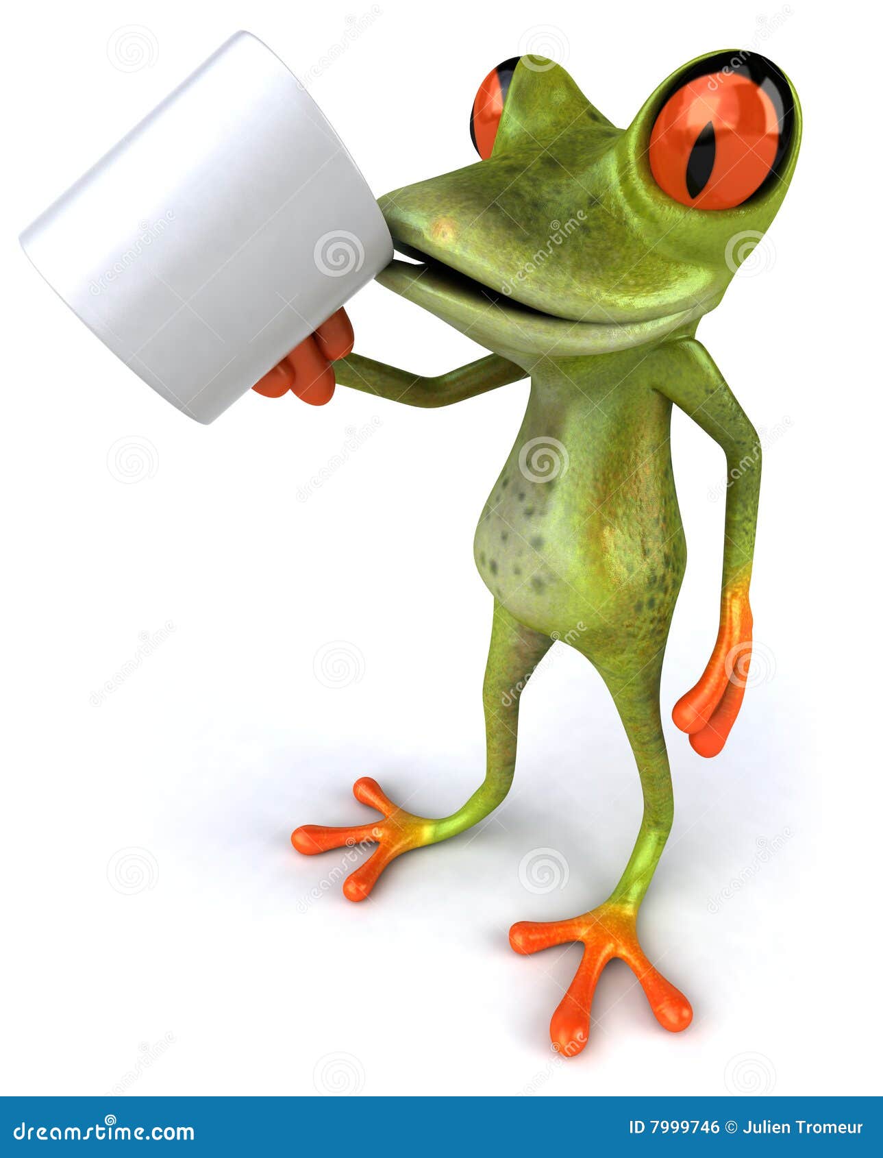 Frog with a coffee mug stock illustration. Illustration of ecology ...
