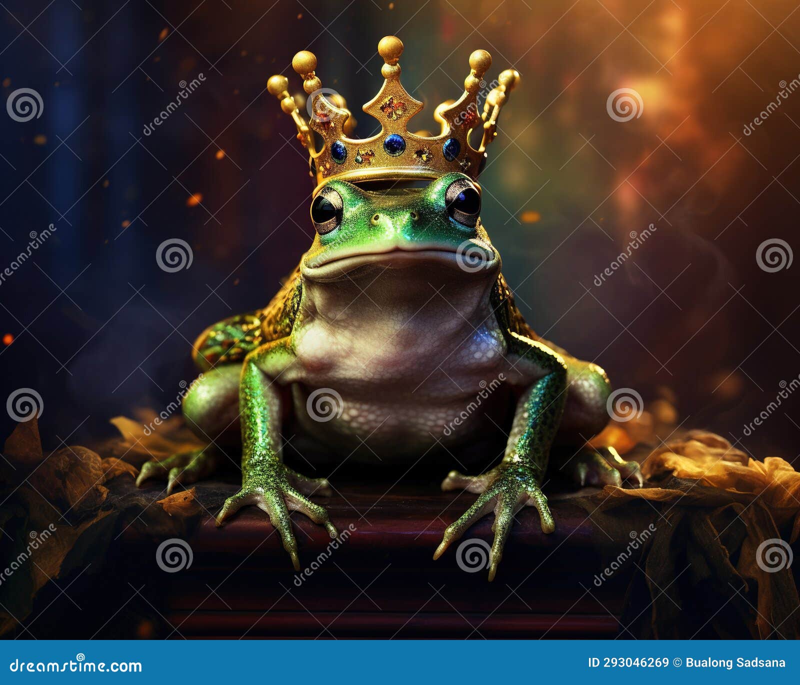 Frog with a Crown Sits in a Throne. Stock Illustration - Illustration ...