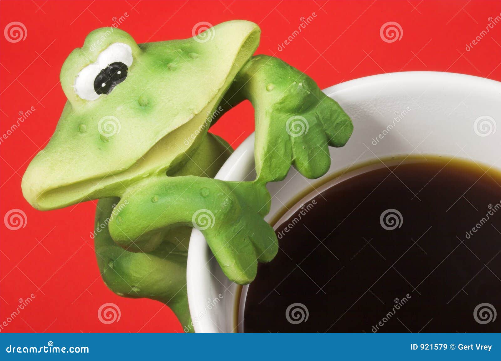 Frog and cup of coffee stock image. Image of green, edge - 921579