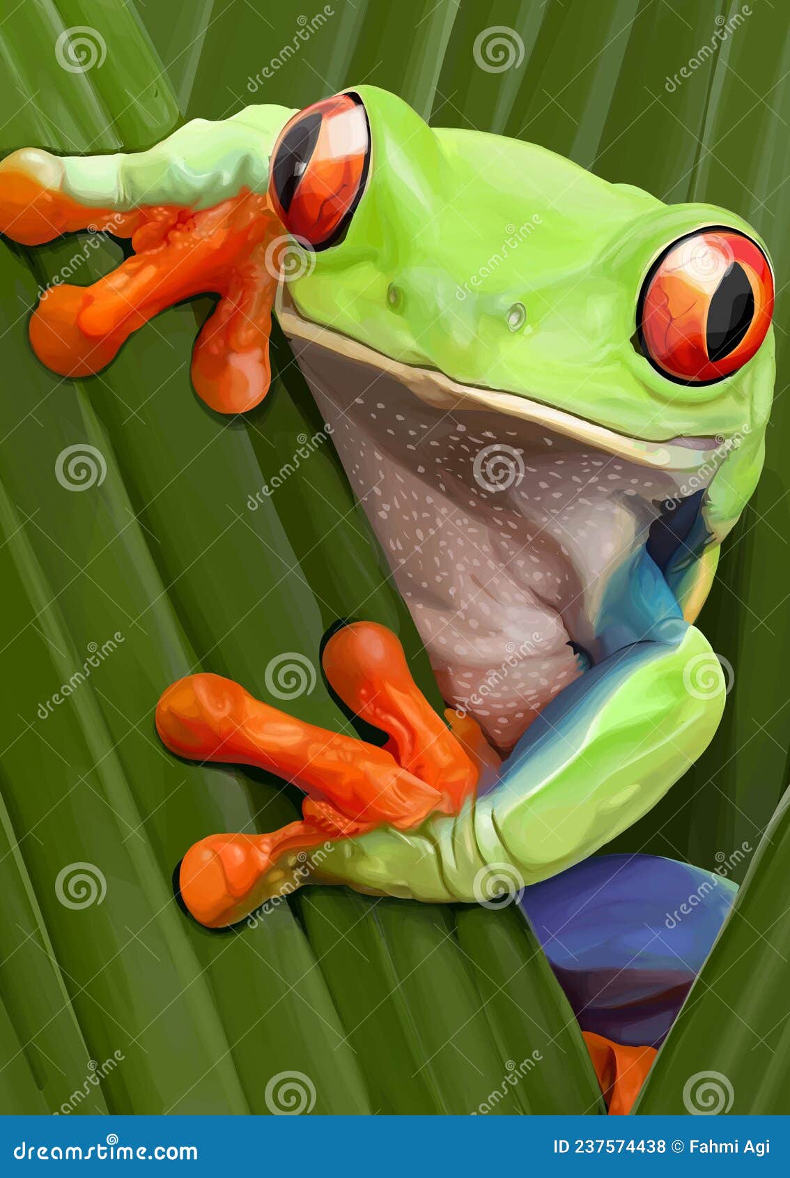 Frog digital painting stock illustration. Illustration of figurine ...