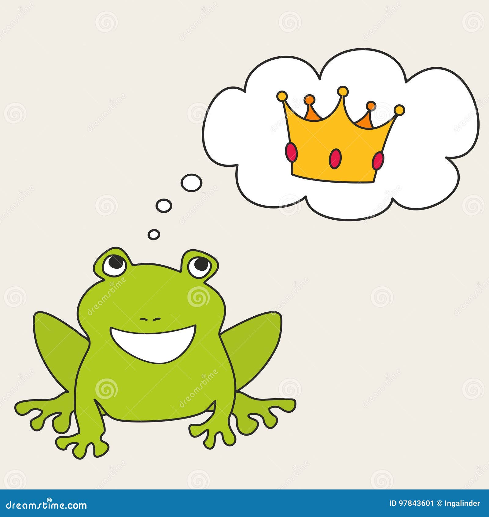 Frog Dreaming about Crown Vector Illustration Stock Vector ...