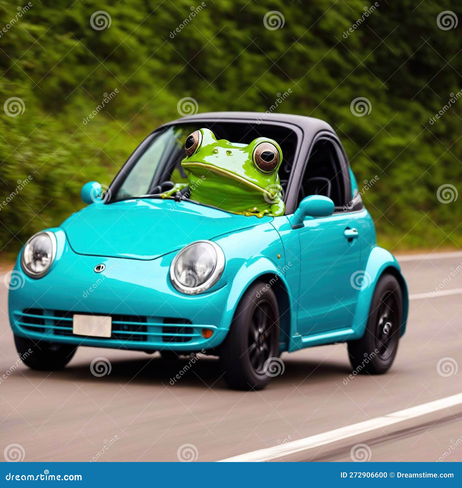 Frog Driving a Tiny Car Created with Generative AI Stock Illustration ...