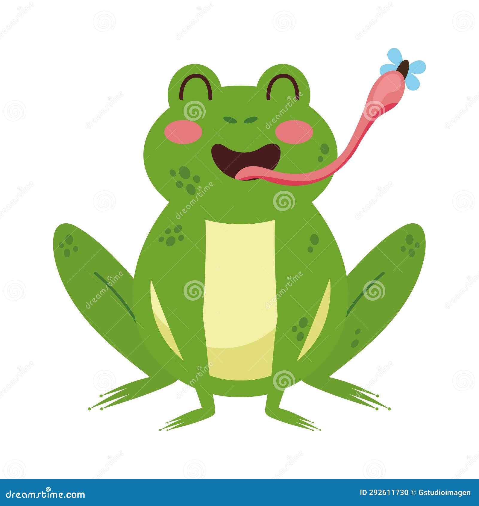 Frog eating fly isolated stock illustration. Illustration of amphibian ...